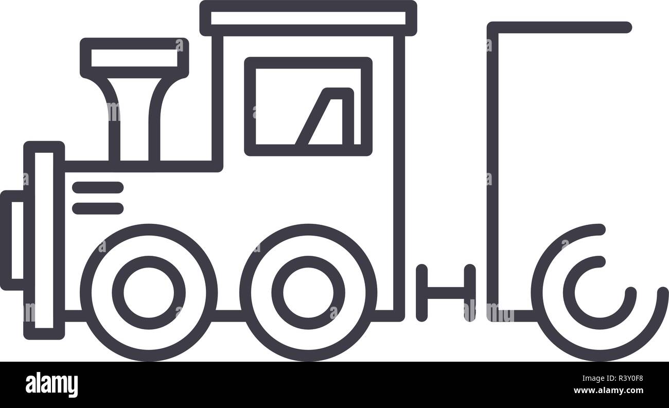 Childrens locomotive line icon concept. Childrens locomotive vector ...