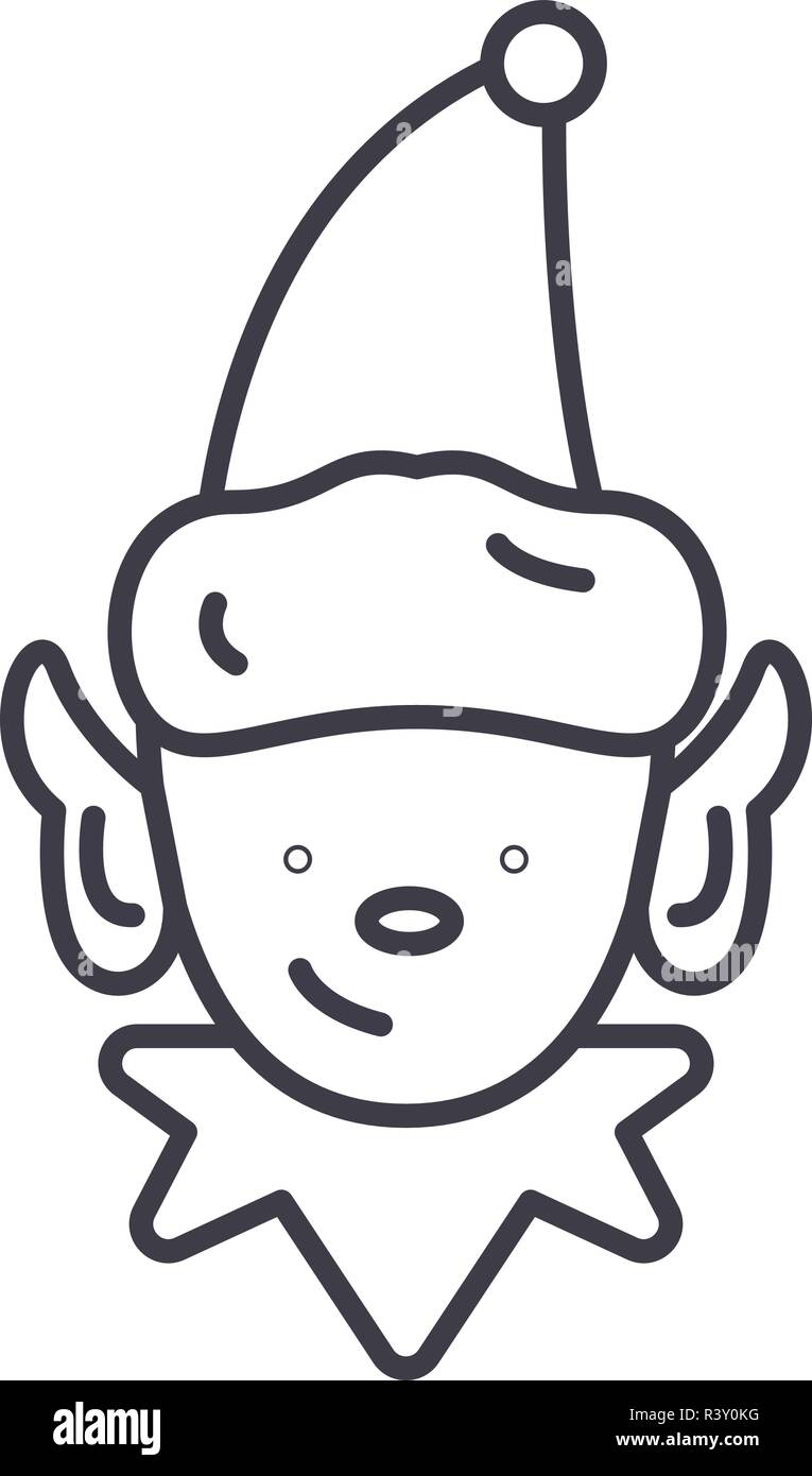 Christmas elf line icon concept. Christmas elf vector linear ...