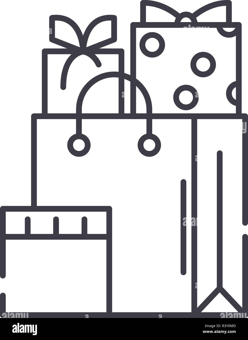 Christmas presents line icon concept. Christmas presents vector linear ...