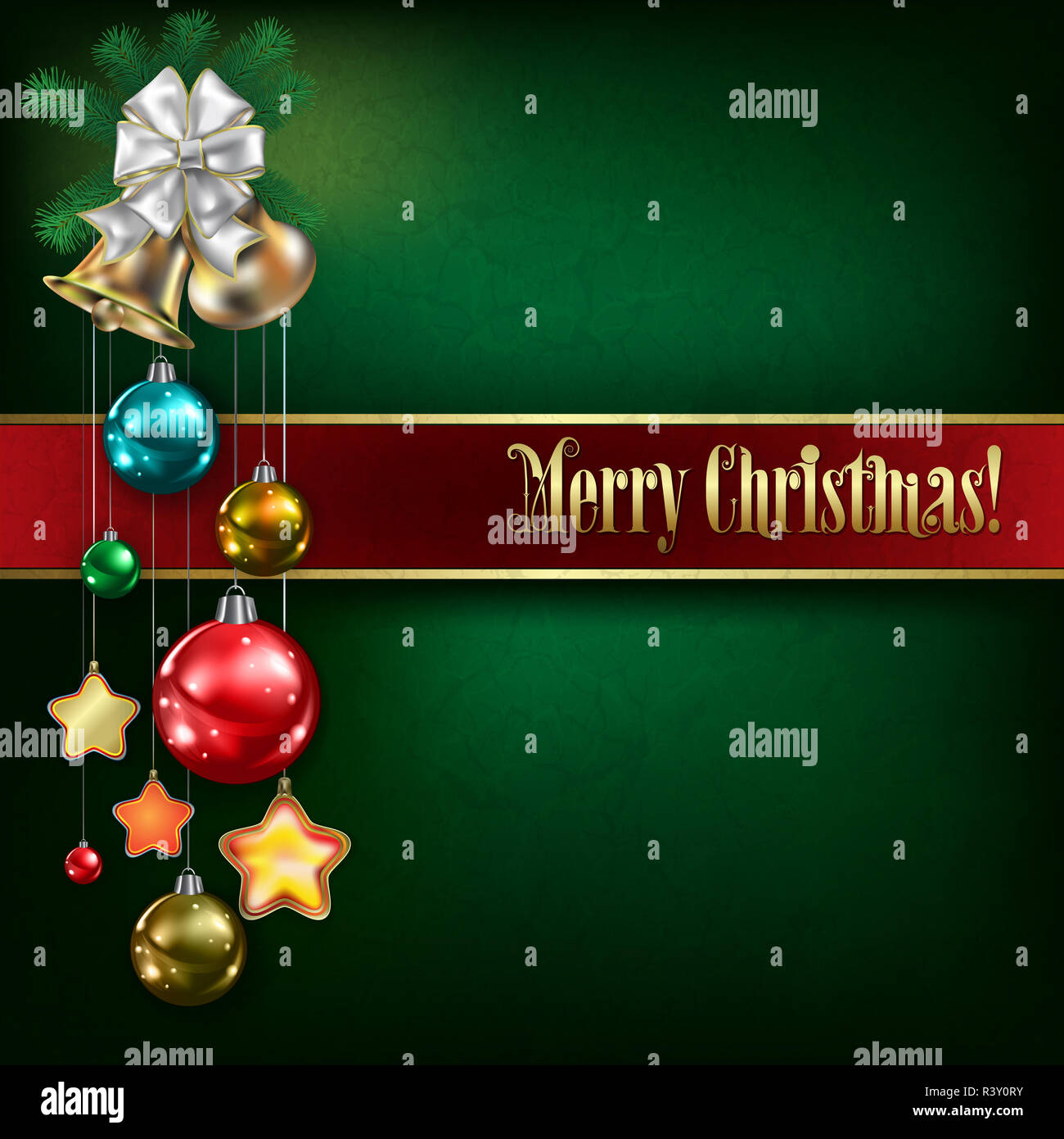 Abstract background with Christmas bells and white decorations Stock ...