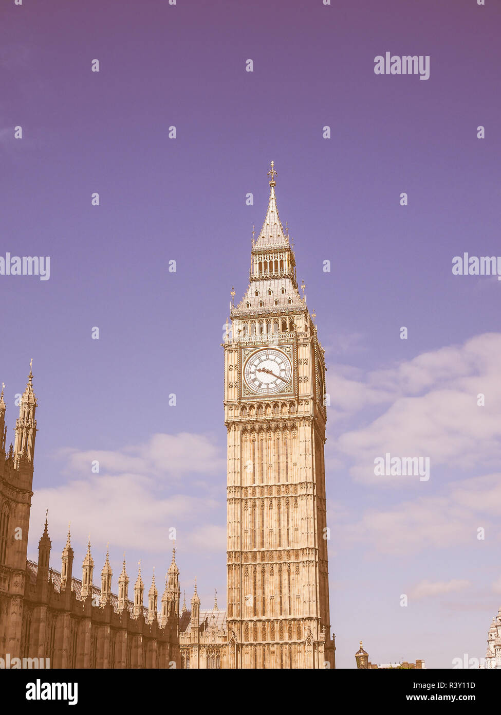 Retro looking Big Ben in London Stock Photo - Alamy