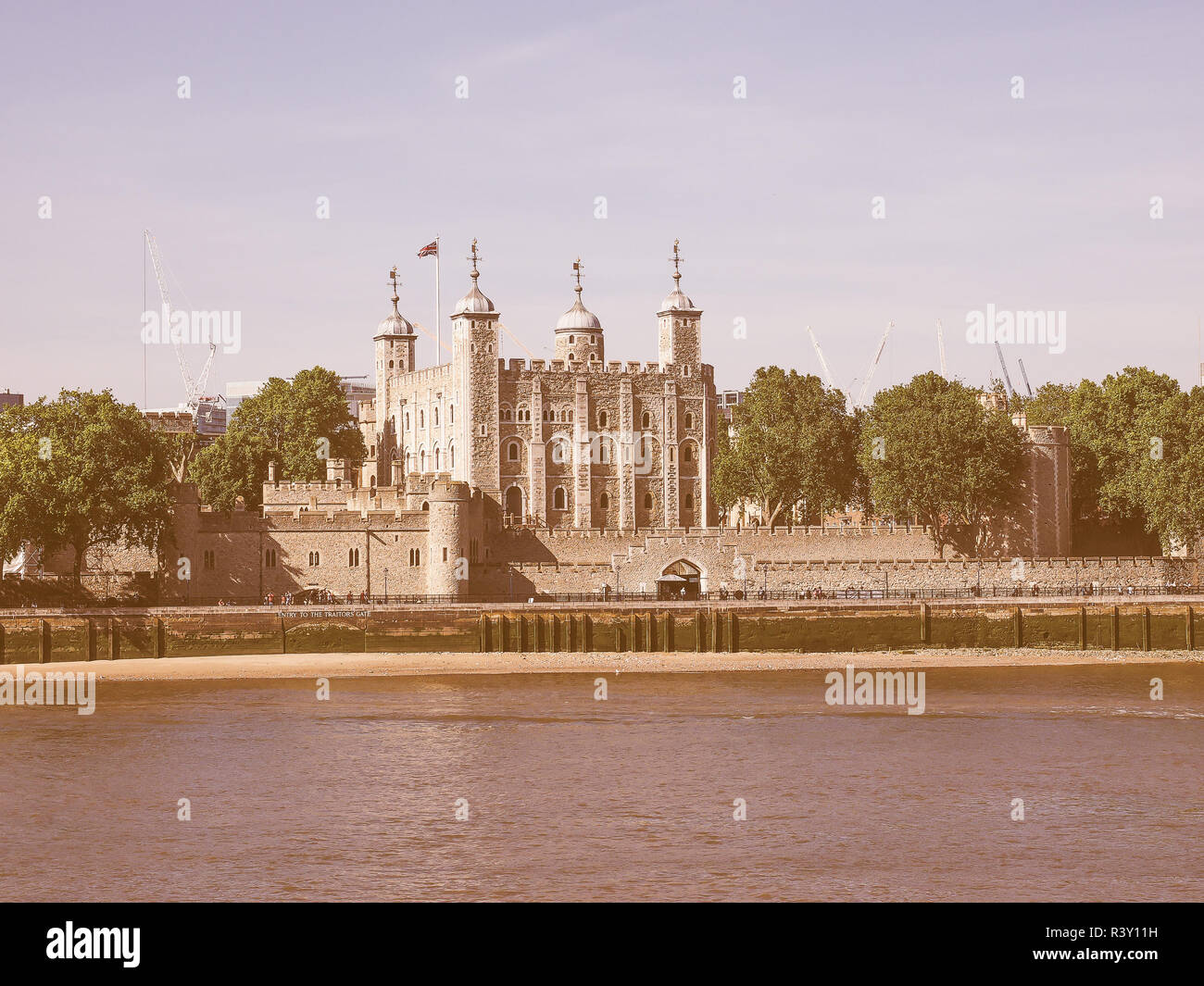 Retro looking Tower of London Stock Photo - Alamy