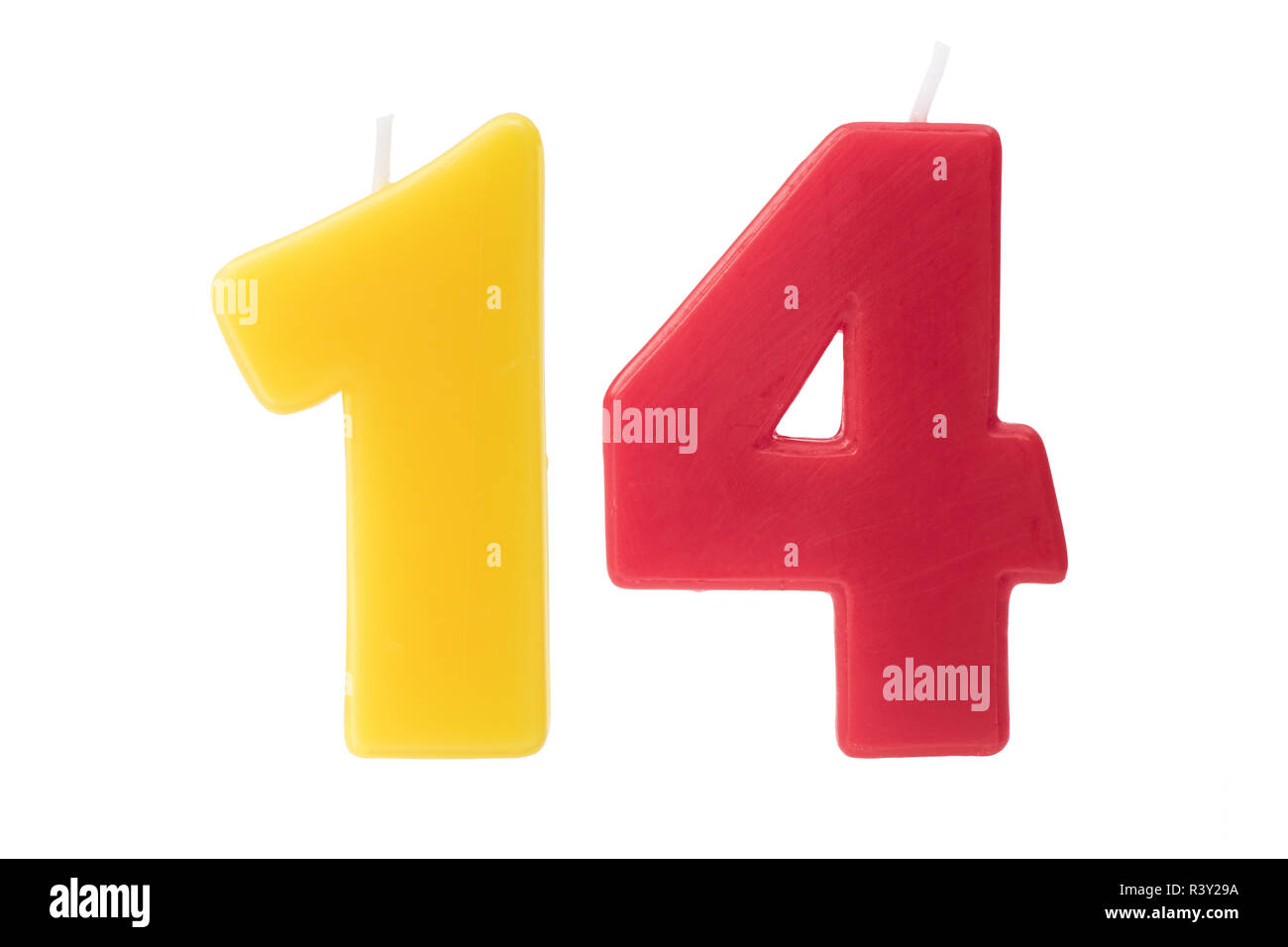 Fourteenth birthday candles isolated Stock Photo - Alamy