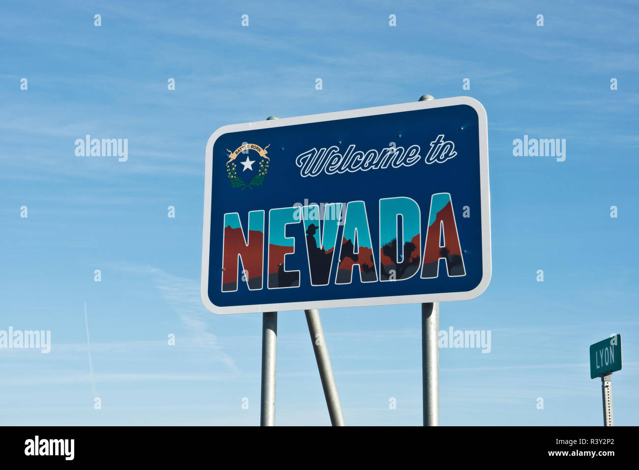USA, Nevada. Roadside 'Welcome' sign Stock Photo - Alamy