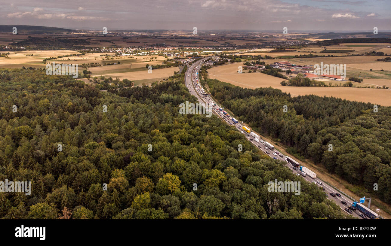 aerial view of the freeway in germany on the a5 autobahn Stock Photo ...