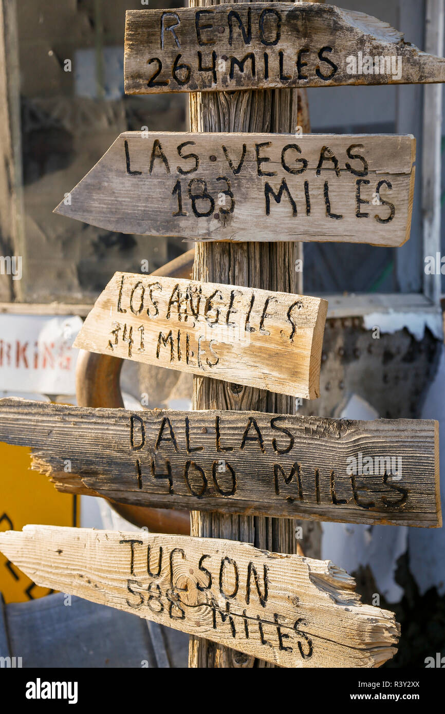 Sign post showing distance to other cities, Goldfield, Nevada, USA ...