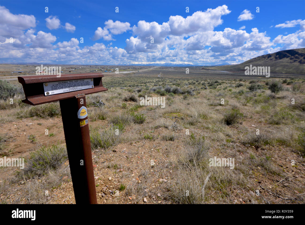 A trail marker on the California Trail, west of Elko on I80, marks ...