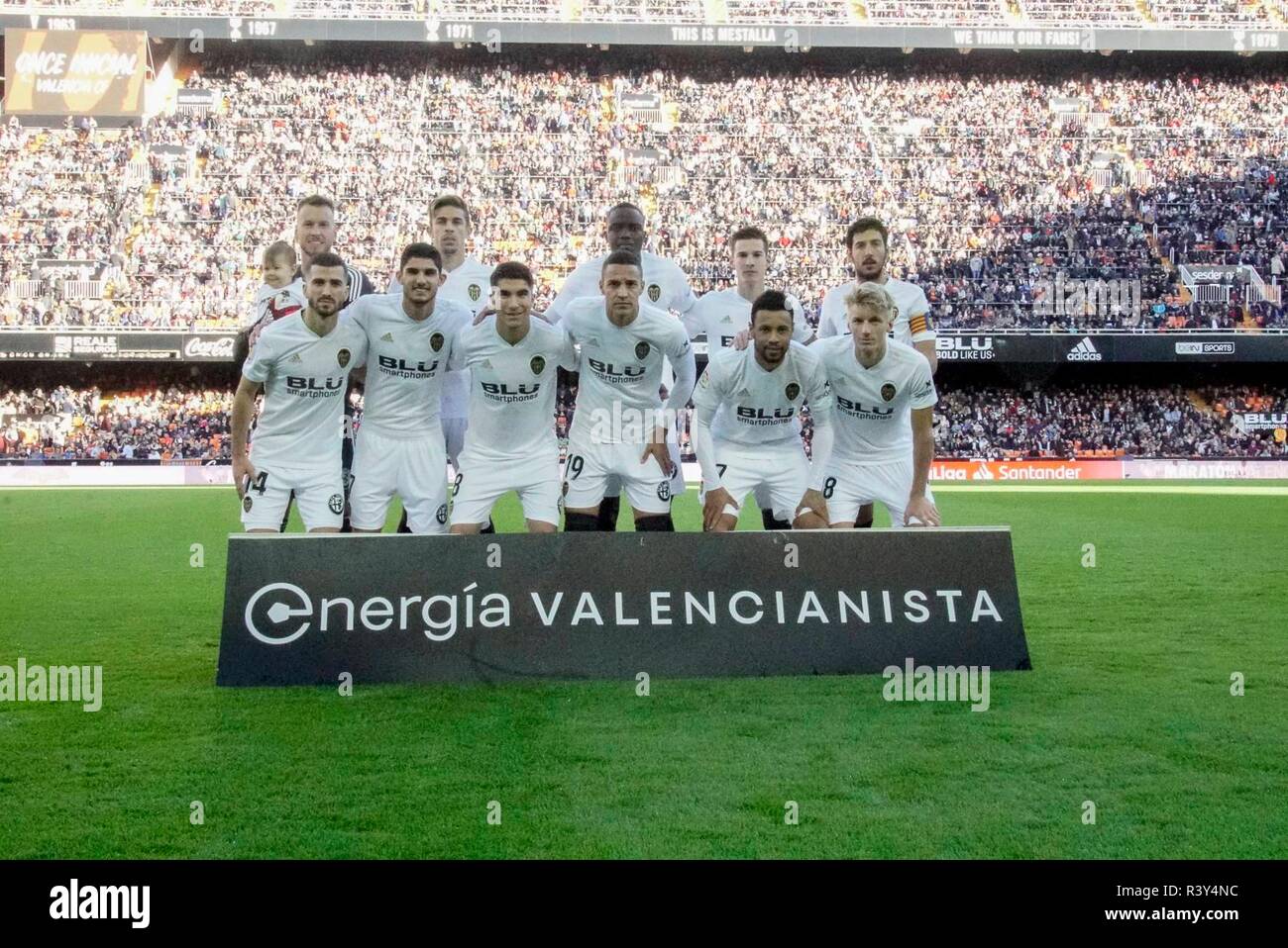 Valencia in action during the spanish league, La Liga, football match ...