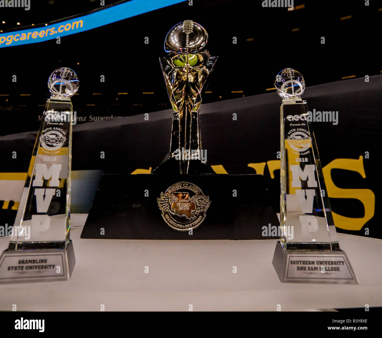 November 24, 2018: Championship trophy and both MVP trophies before the ...