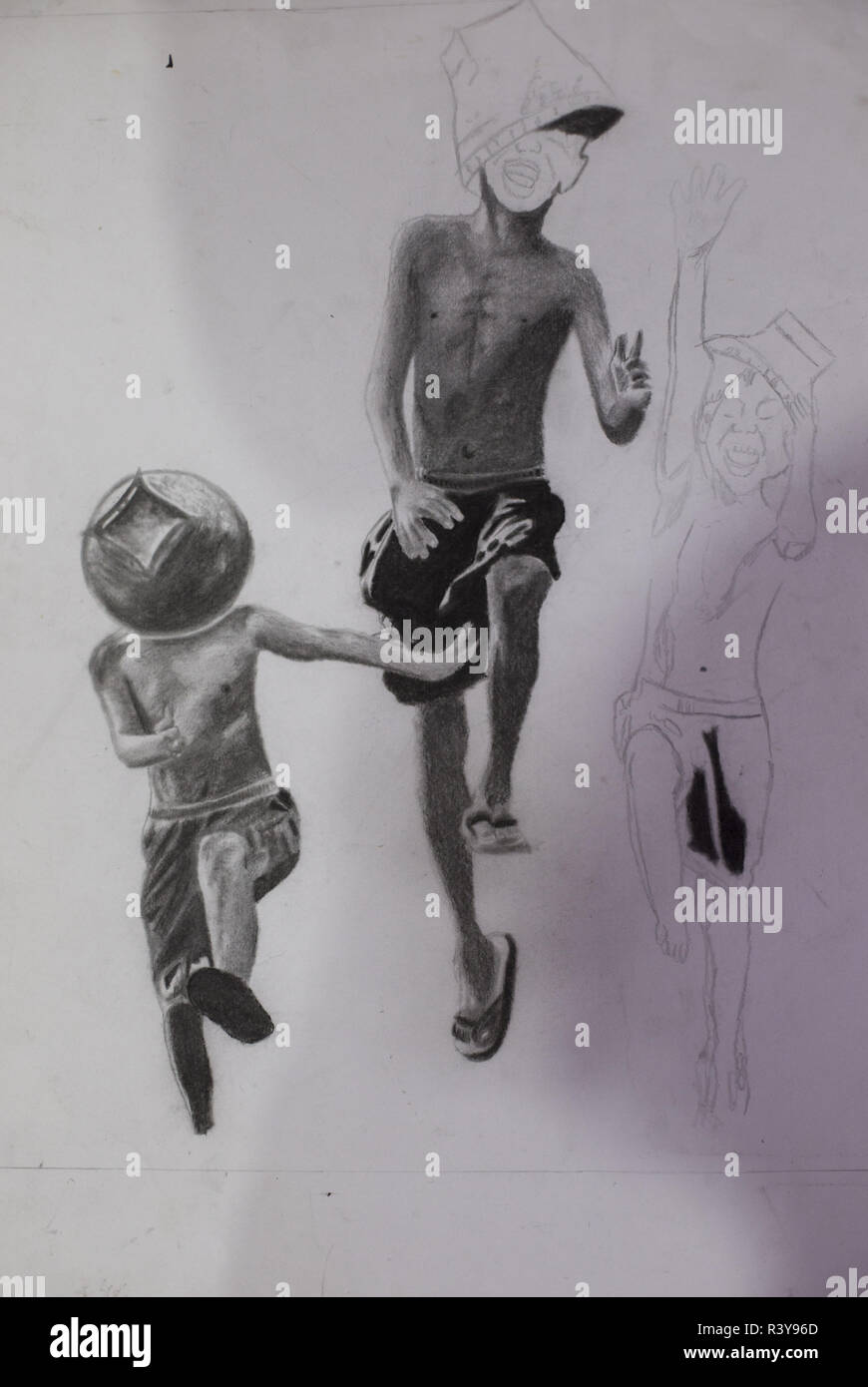 November 24, 2018 - Gaza City, The Gaza Strip, Gaza - Drawing of kids ...