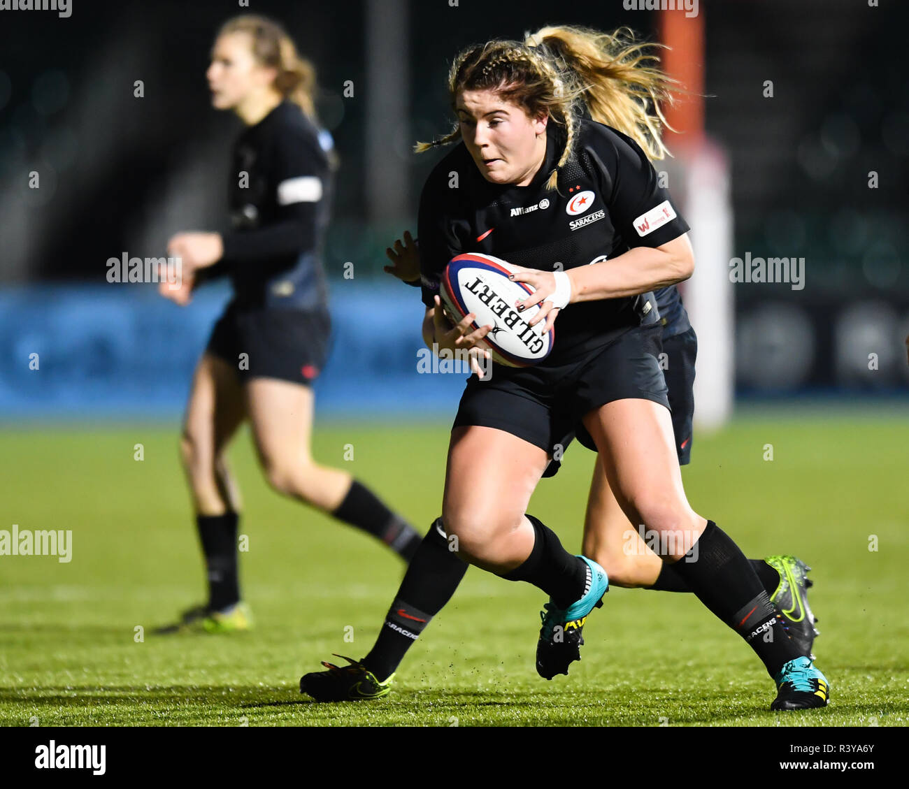 London, UK. 24th Nov 2018. Hannah Duffy of Saracens Women in action ...