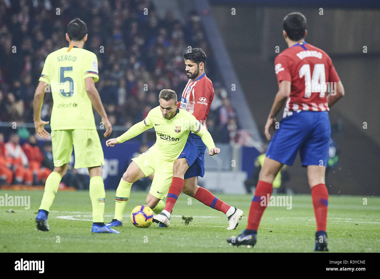 Madrid, Spain. 24th Nov, 2018. Arthur (midfielder; Barcelona), Diego ...