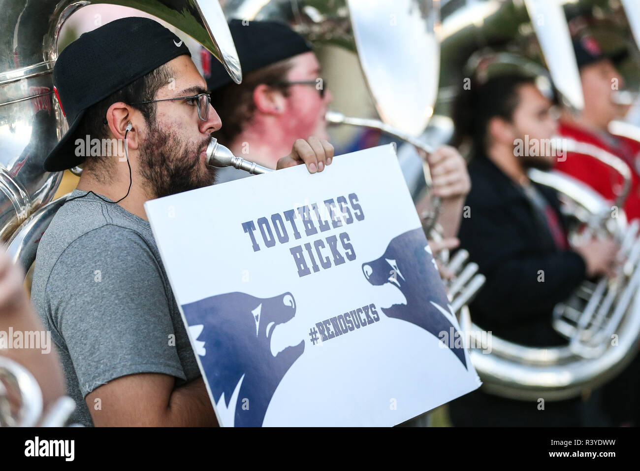 Las Vegas, NV, USA. 24th Nov, 2018. A member of the UNLV Marching Band ...