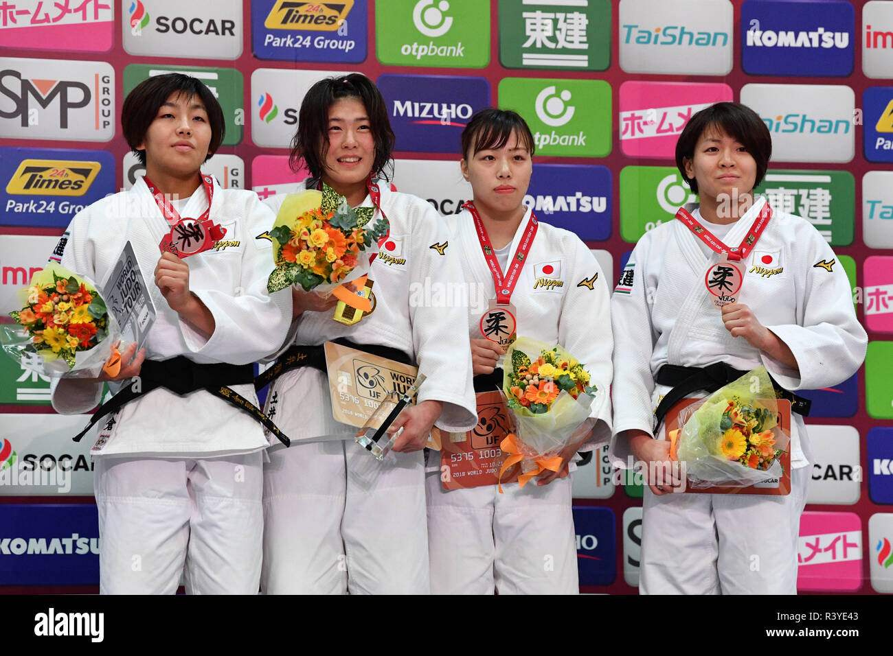 Osaka, Japan. Credit: MATSUO. 24th Nov, 2018. -R) ? Nami Nabekura, Masako Doi, Aimi Nochi, Miku ...