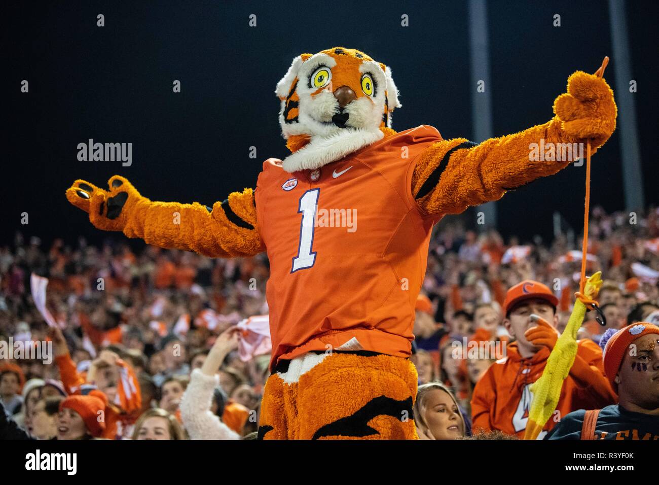 The Clemson Tigers mascot during the NCAA college football game between ...