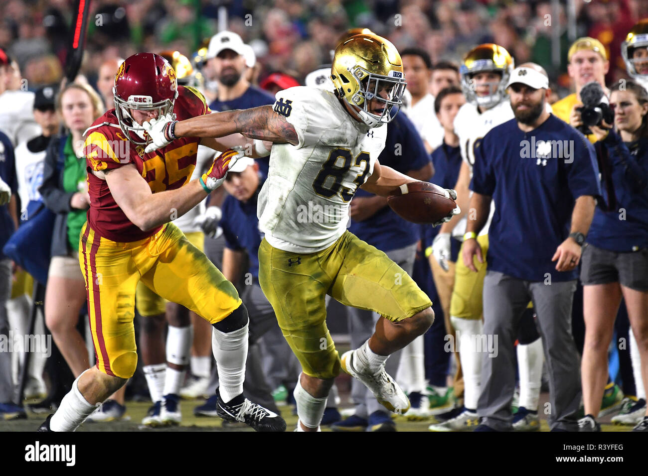 Los Angeles, CA, USA. 24th Nov, 2018. Notre Dame Fighting Irish wide ...
