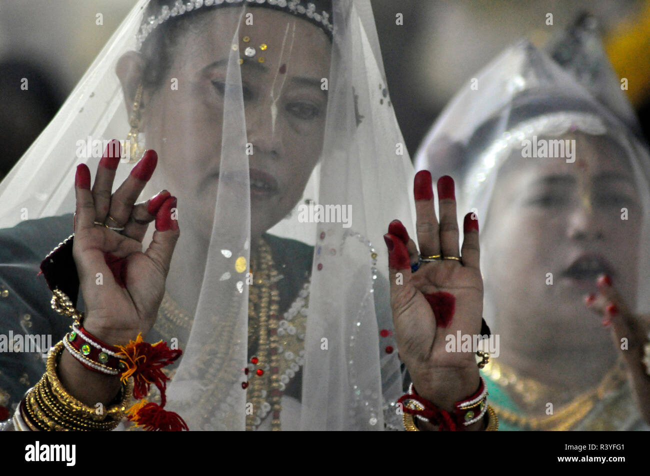 Dancers seen performing the traditional dance in Rash Purnima with ...