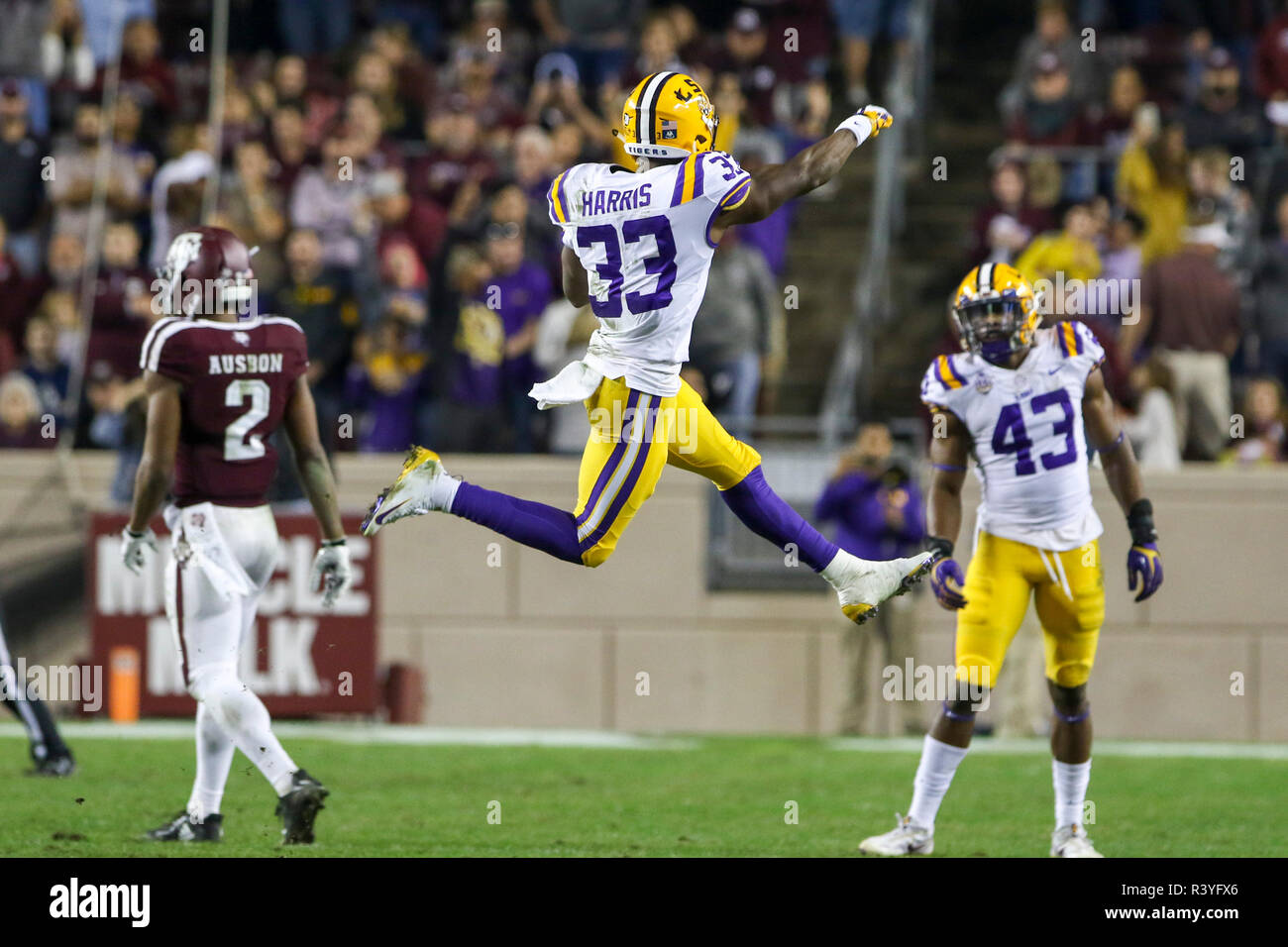 College Station, TX, USA. 24th Nov, 2018. LSU Tigers safety Todd Harris ...