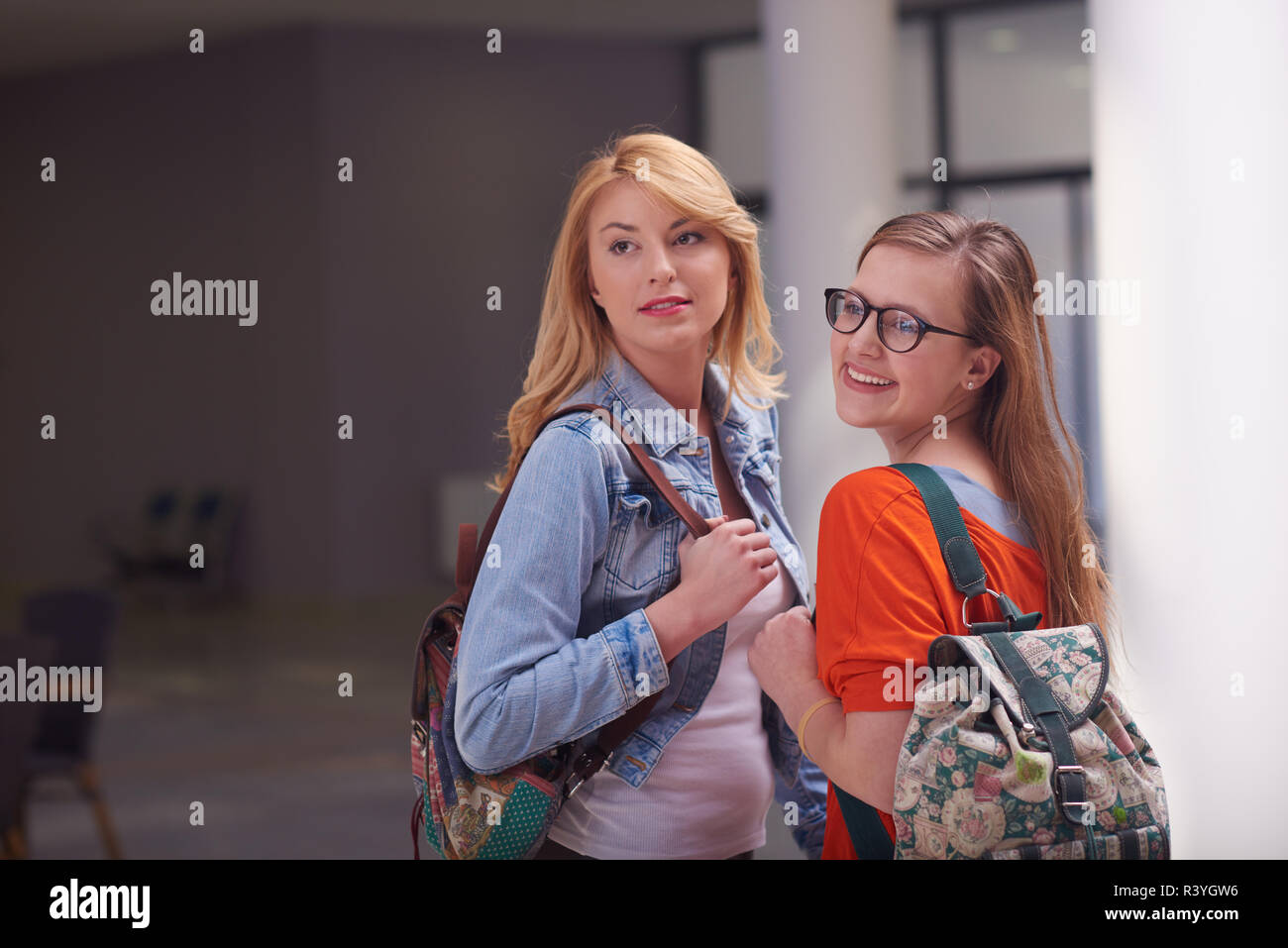 happy student girls Stock Photo - Alamy