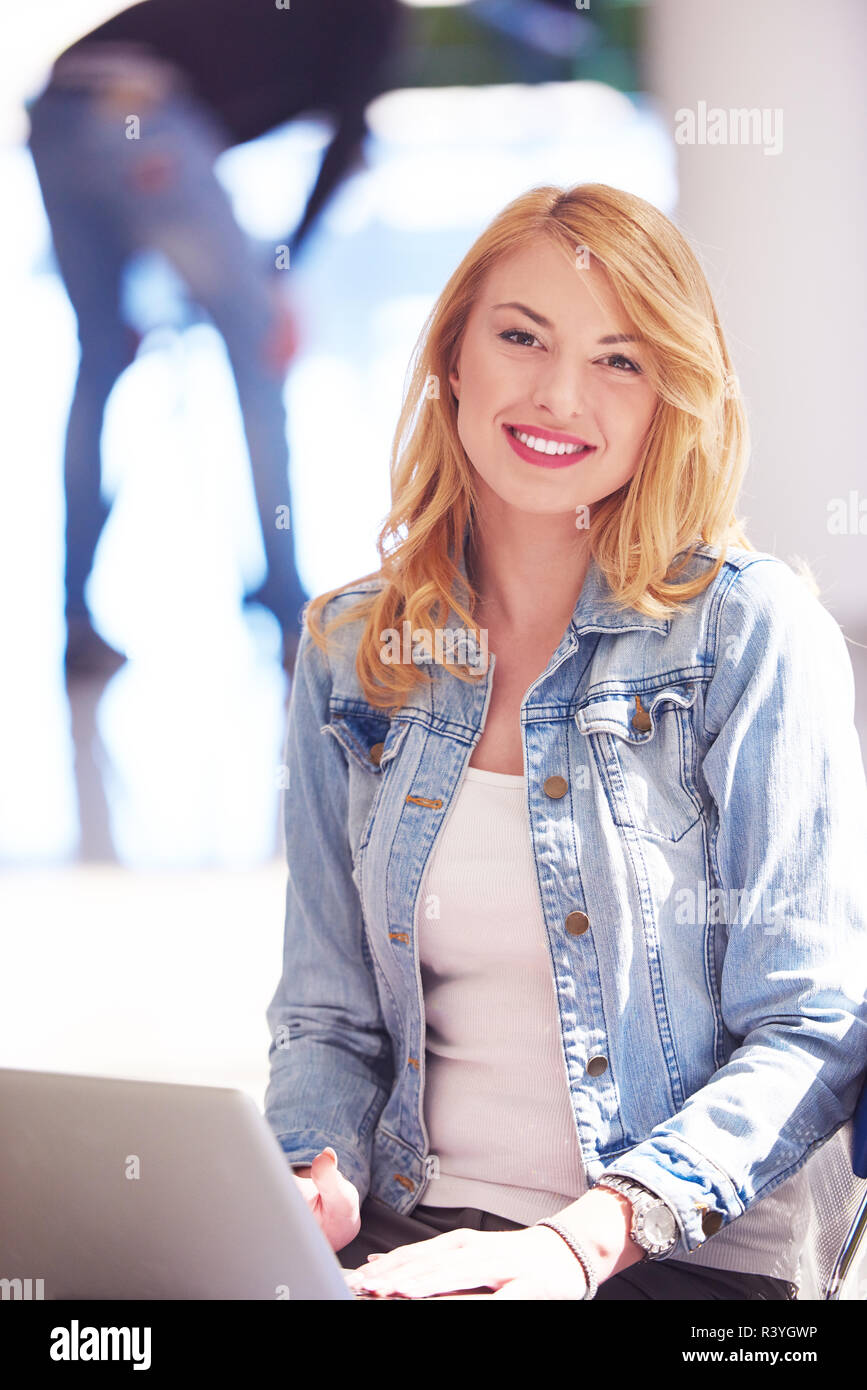 student girl with laptop computer Stock Photo - Alamy