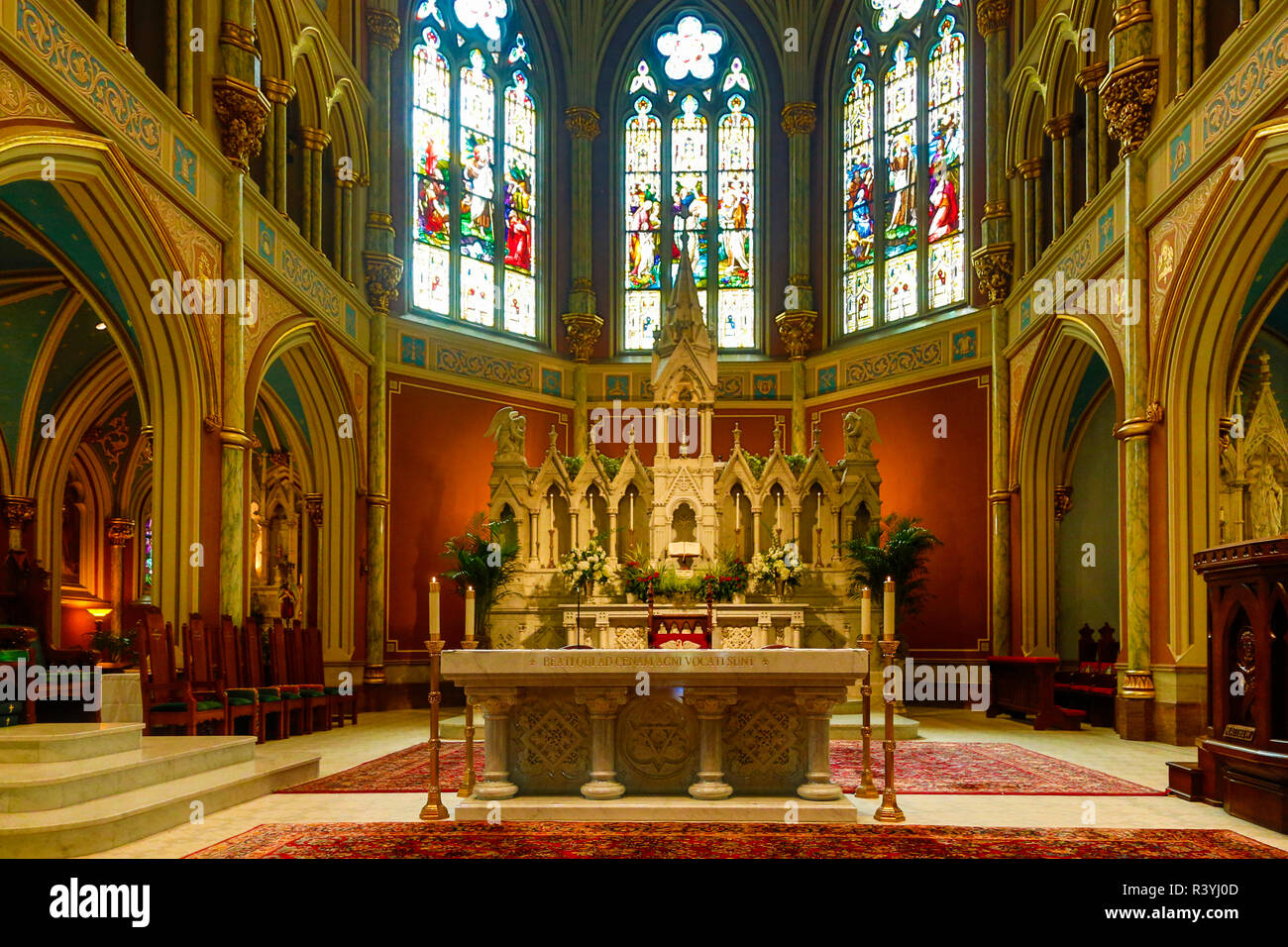 USA, Georgia, Savannah. St. John the Baptist Cathedral Altar Stock ...