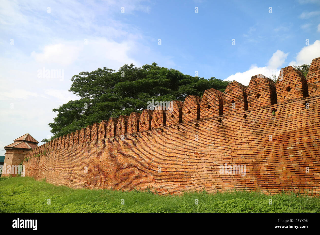 The Old City Wall of Nan Among with Plants and Blue Sky, Muang Nan ...
