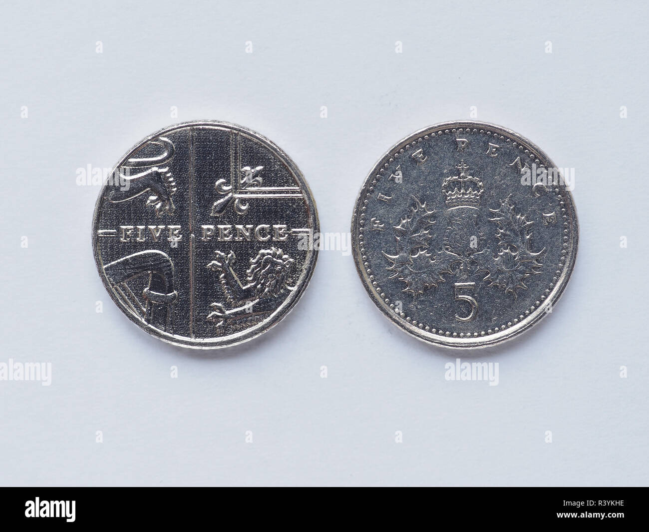UK 5 pence coin Stock Photo - Alamy