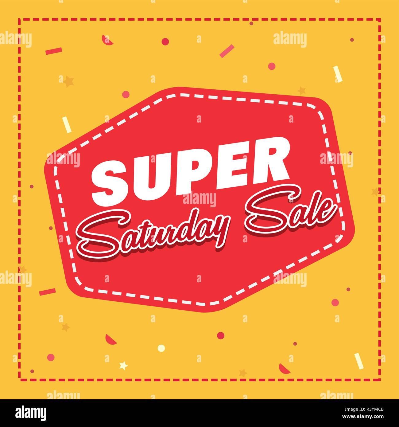 super saturday sale frame decoration confetti vector illustration Stock ...