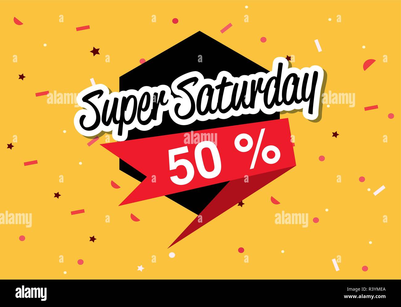 super saturday sale ribbon discount porcent offer vector illustration ...