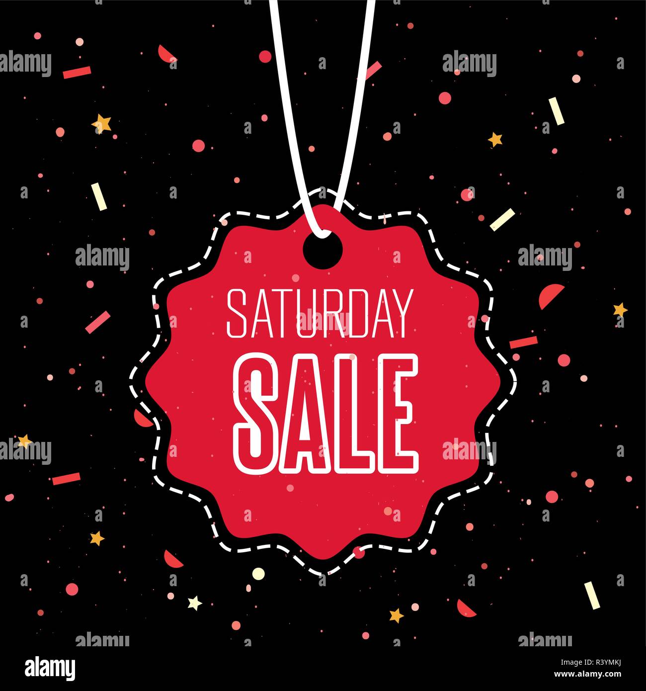 saturday sale sticker color confetti decoration vector illustration ...