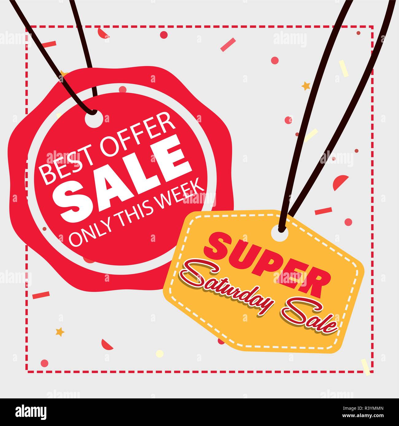 super saturday sale frame tickets confetti vector illustration Stock ...