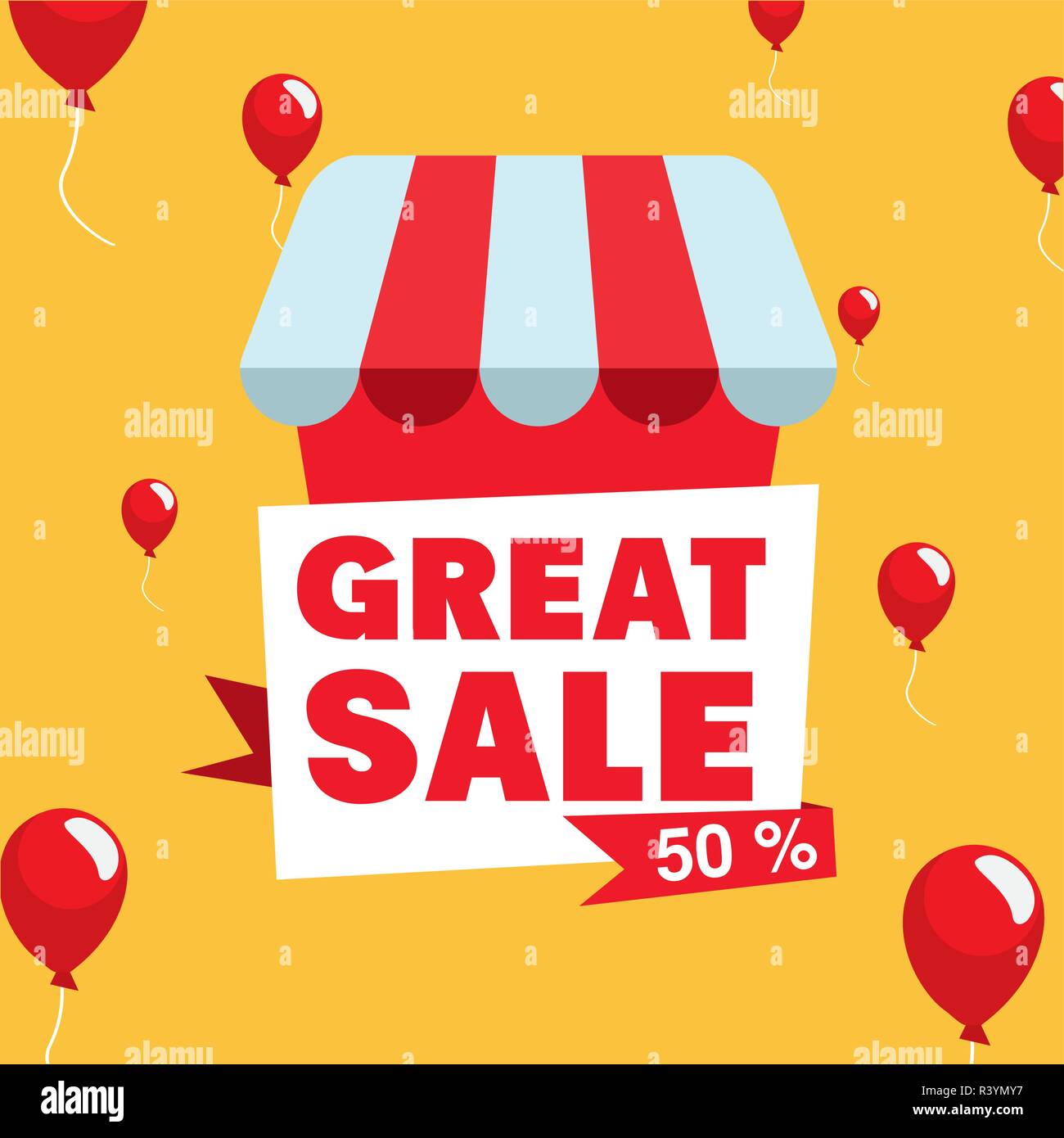 great sale ribbon discount balloons vector illustration Stock Vector ...