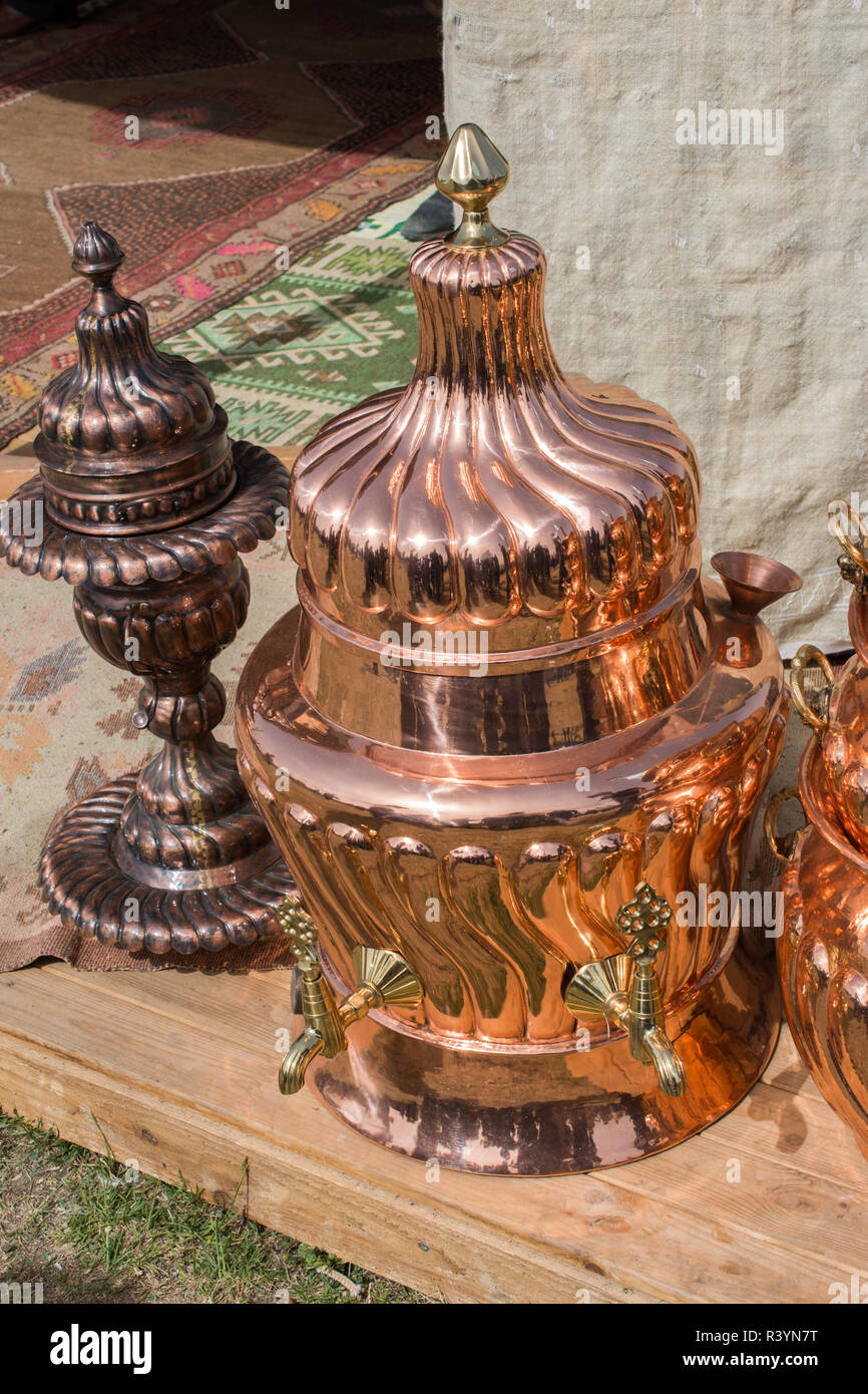 Traditional samovar for tea in the view Stock Photo - Alamy