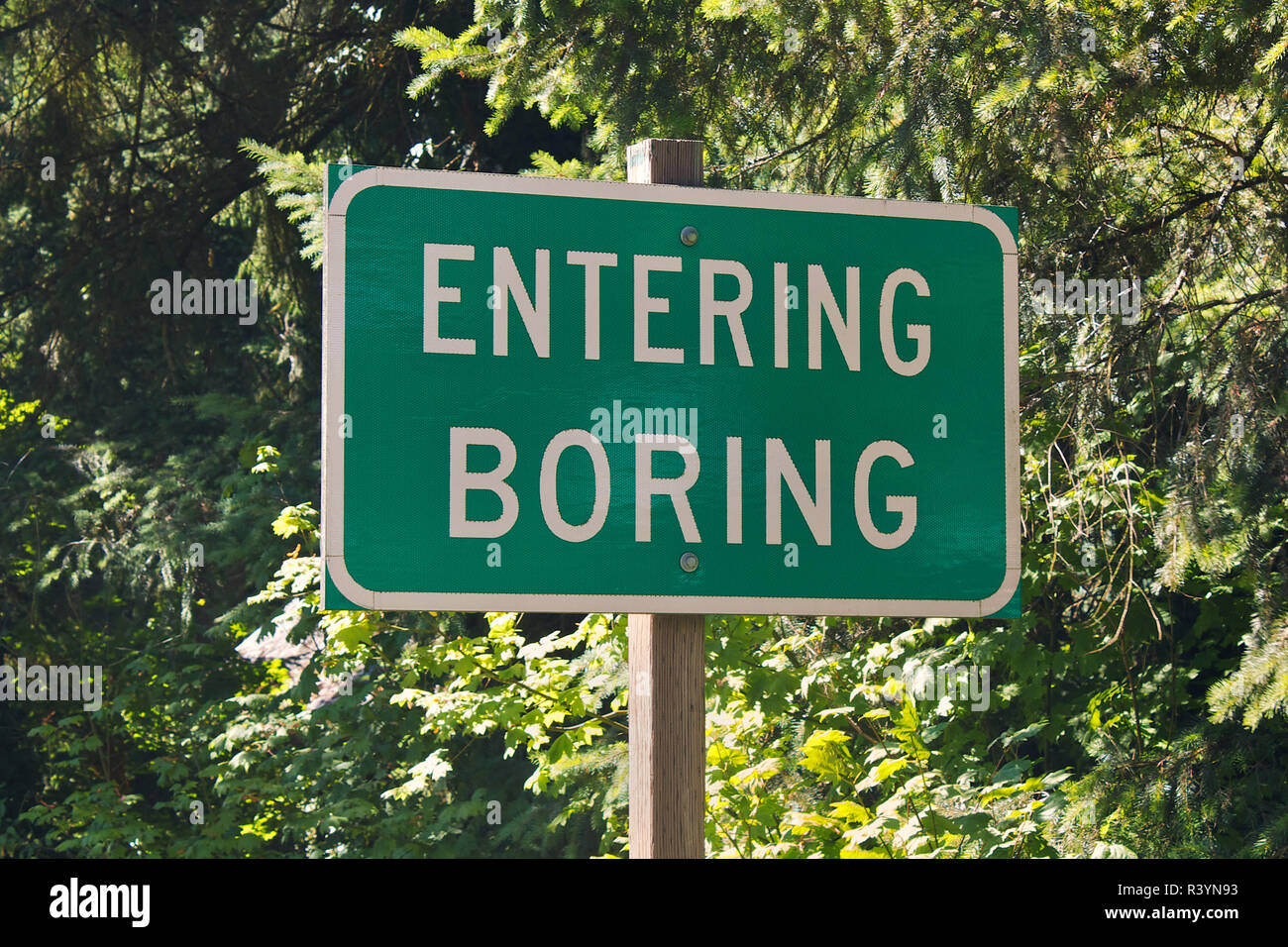 symbol of boredom (town sign boring Stock Photo - Alamy