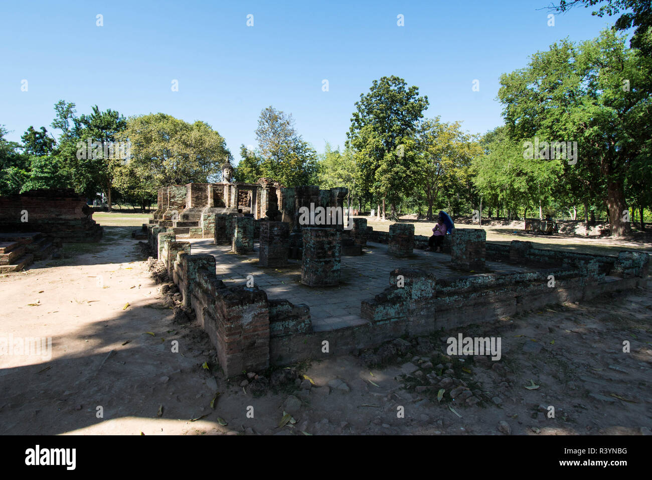 Ancient ruined temple in Thailand park old style pillars pillar sandy ...