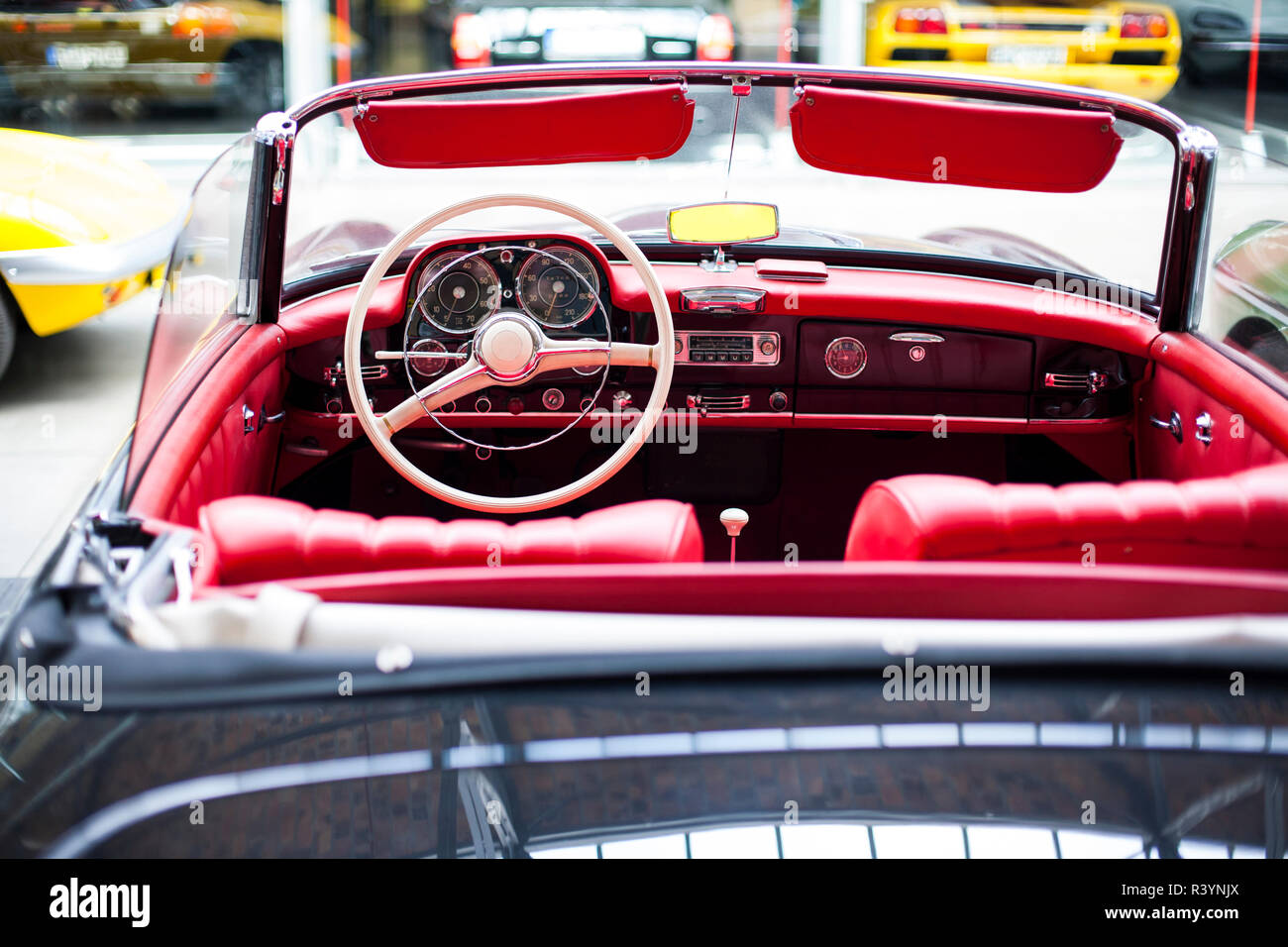 Interior of the classic retro vehicle antique vintage collection car ...