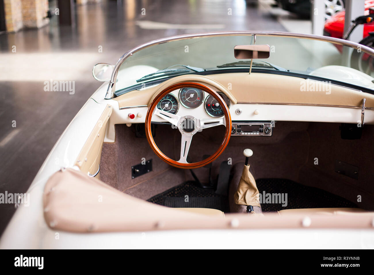 Interior of the classic retro vehicle antique vintage collection car ...