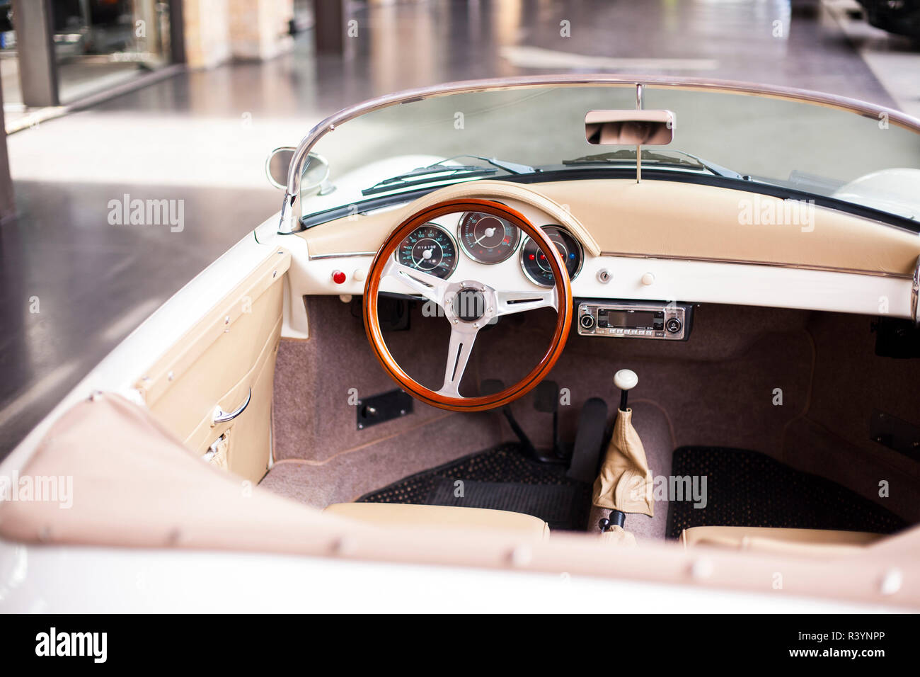 Interior of the classic retro vehicle antique vintage collection car ...