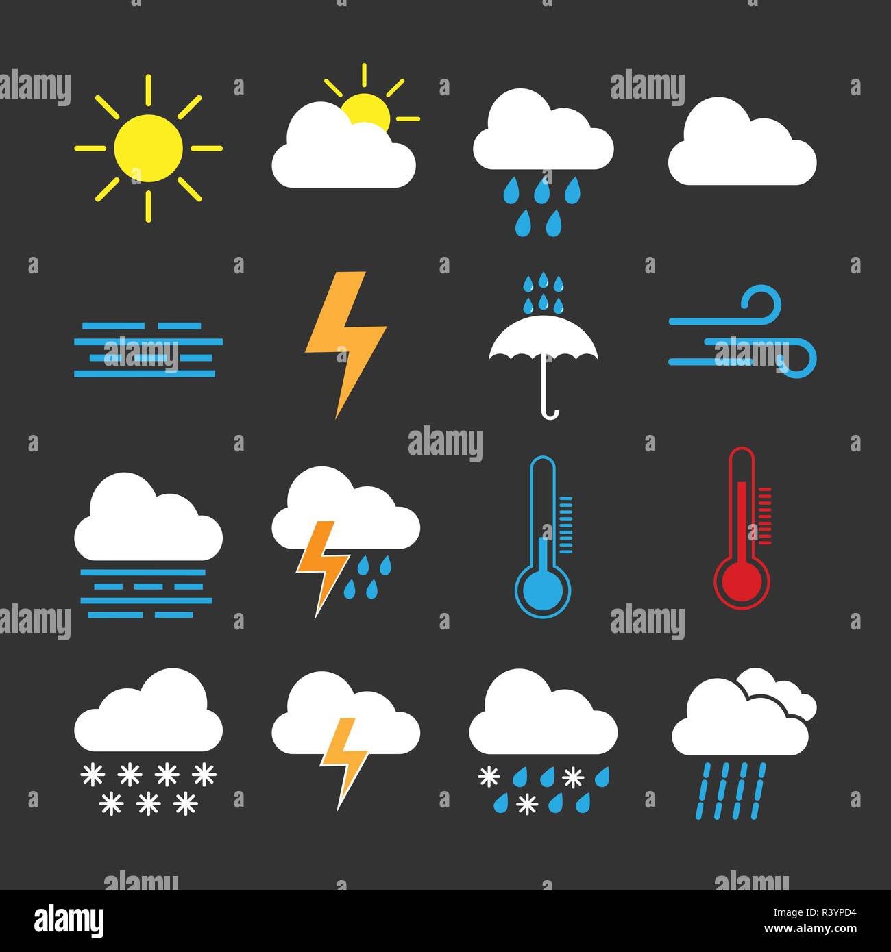 Weather icon set. Vector illustration flat Stock Vector Image & Art - Alamy