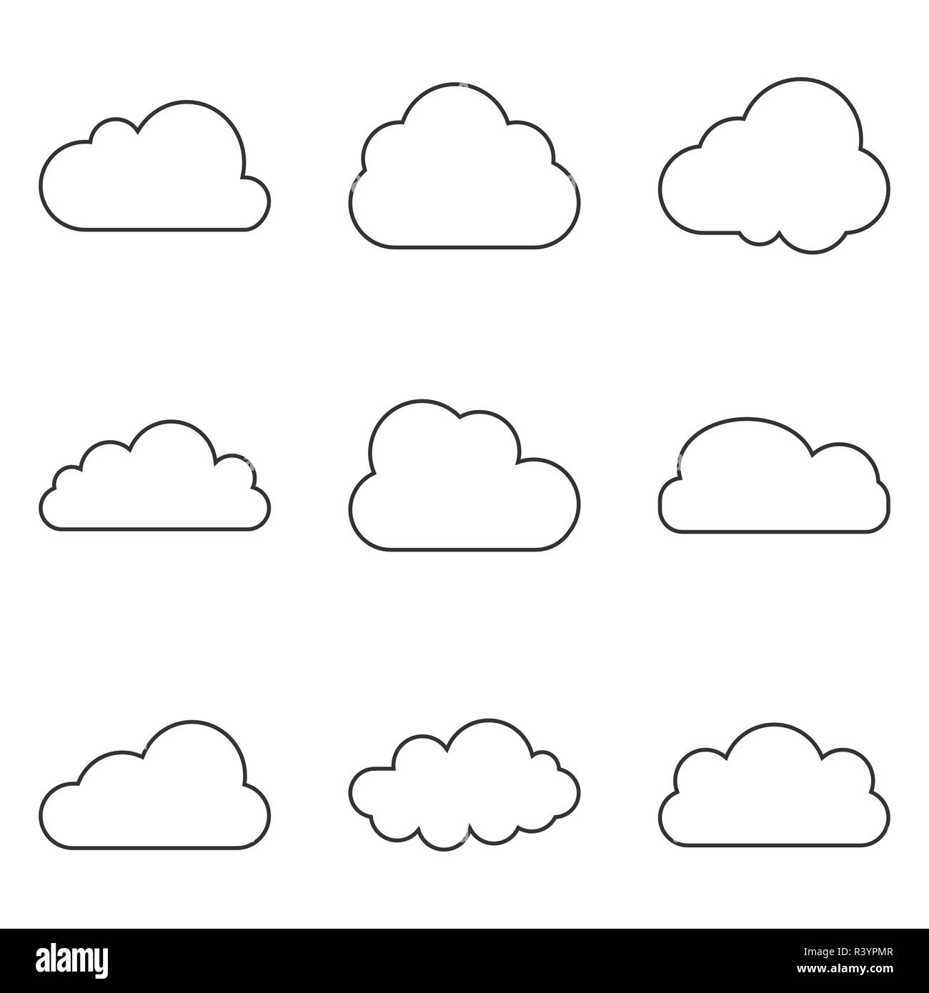 Cloud icon, line, icon set Vector illustrations Flat Stock Vector Image ...