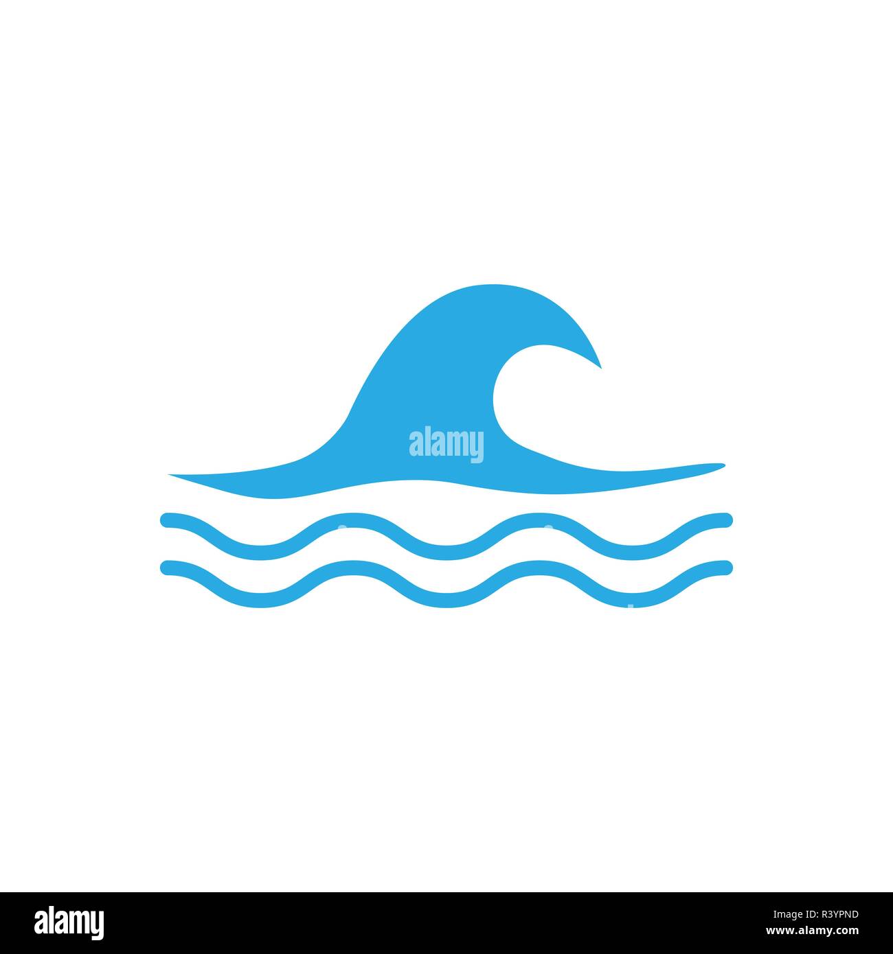 Set of vector icons, blue waves, water waves, flat style, vector Stock ...