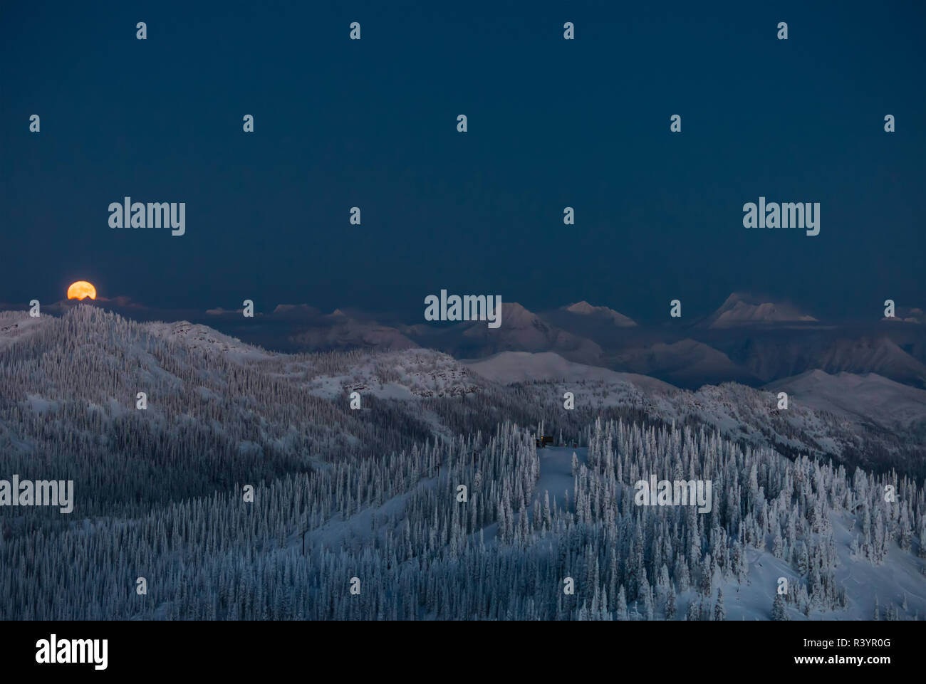 Full Moon Over Snowy Mountain High Resolution Stock Photography and ...