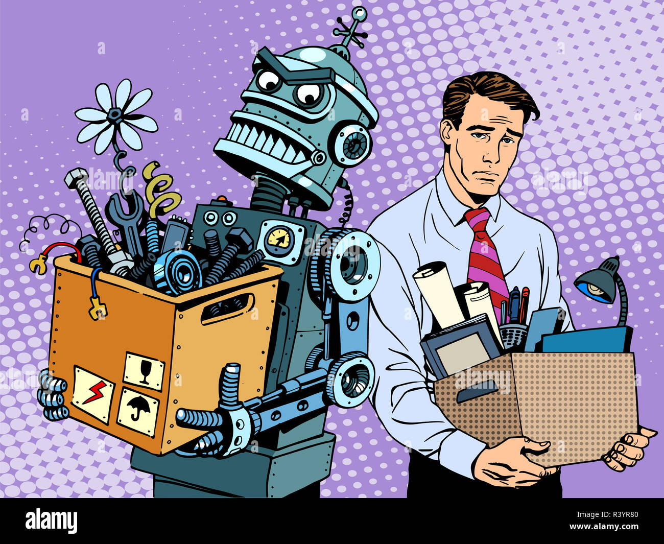New technologies robot replaces human Stock Photo - Alamy