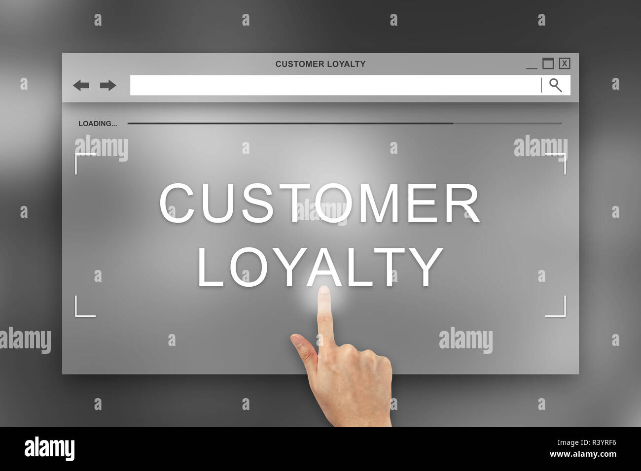 hand press on customer loyalty button on website Stock Photo - Alamy