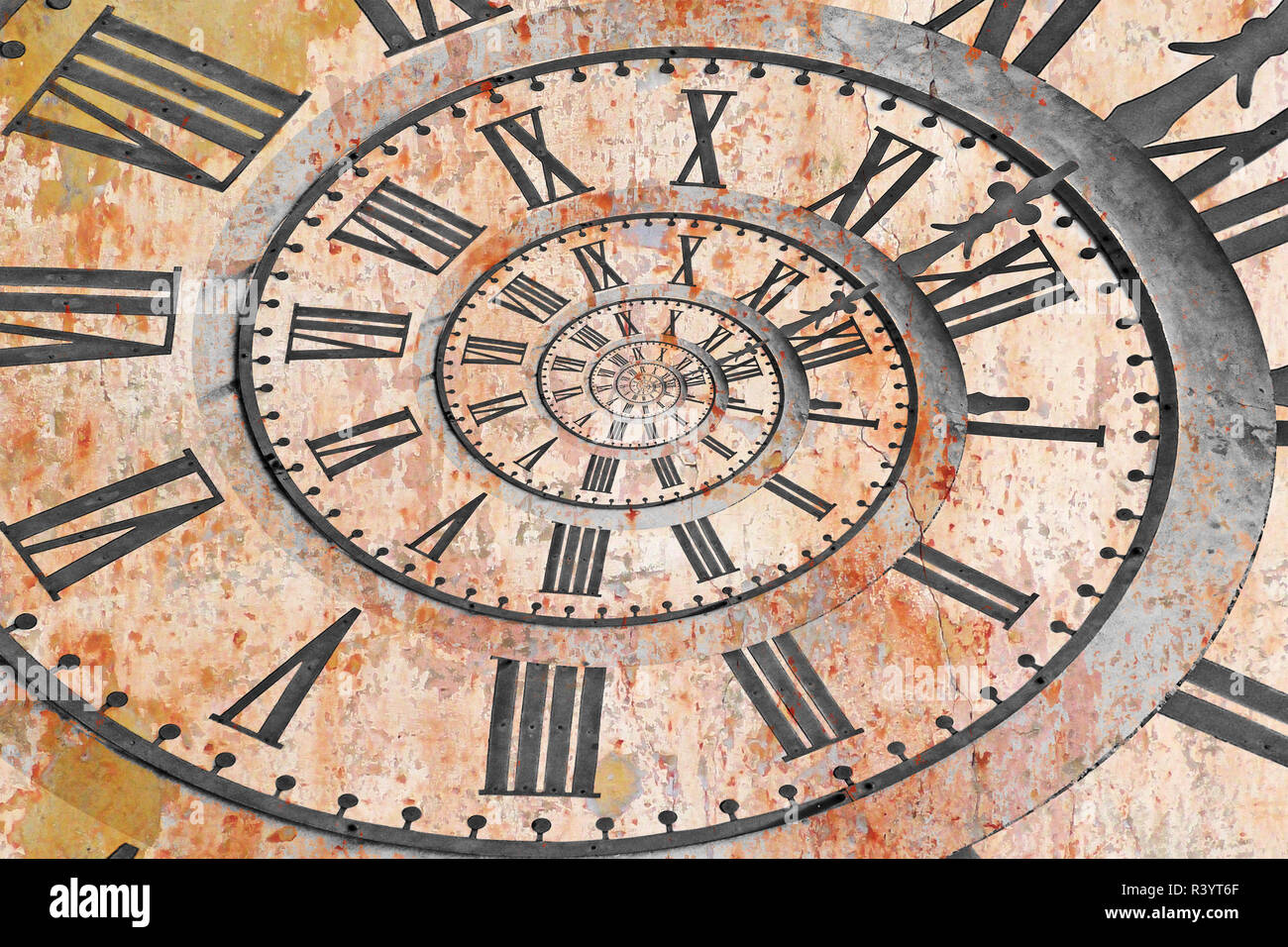 Old church clock in the drost effect Stock Photo - Alamy
