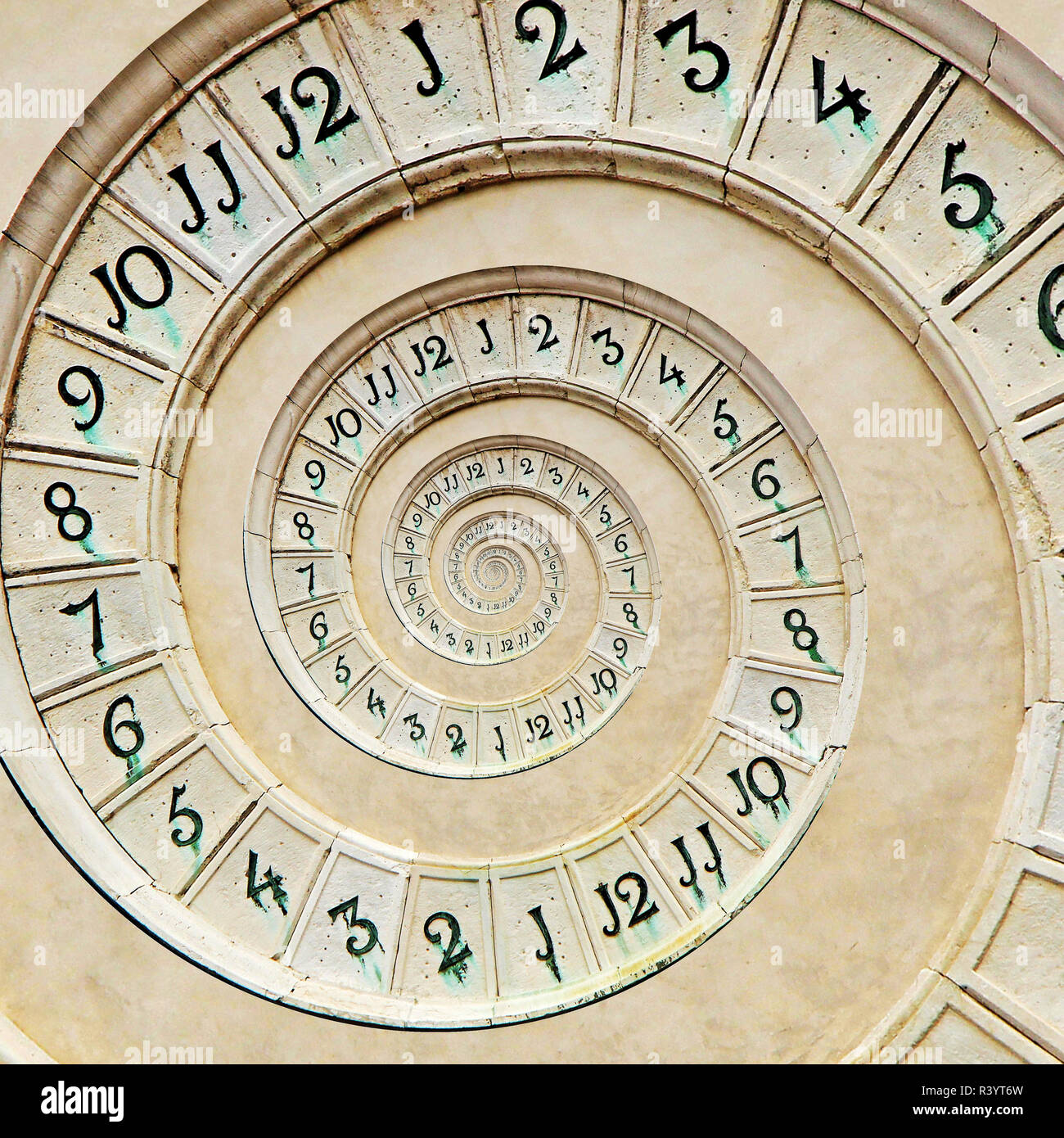 Old church clock in the drost effect Stock Photo - Alamy