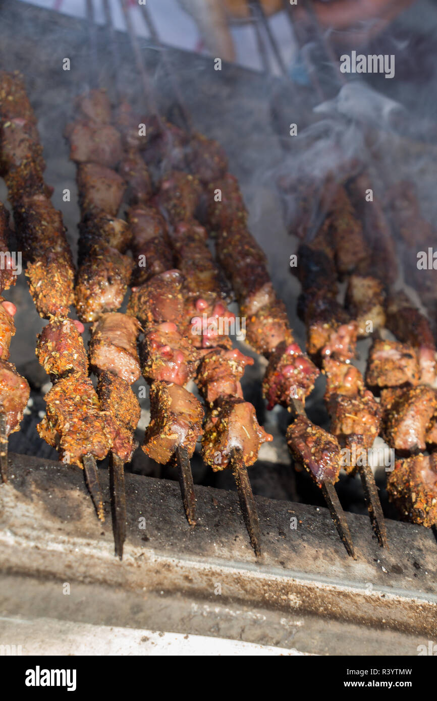 Shashlik shashlyk skewered lamb meat hi-res stock photography and ...