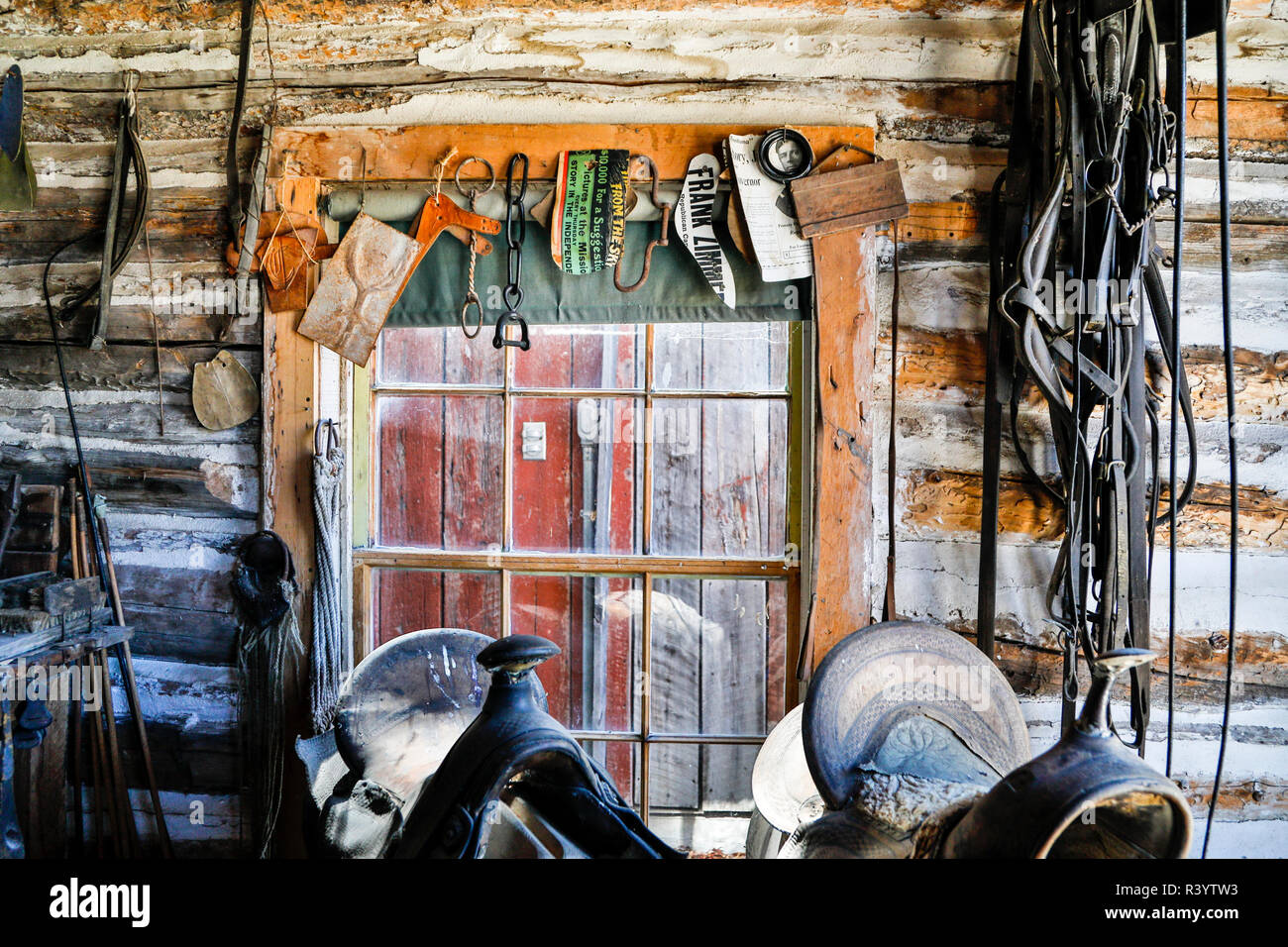 Usa, Montana, Nevada City. Living Museum, A Window in the Livery ...
