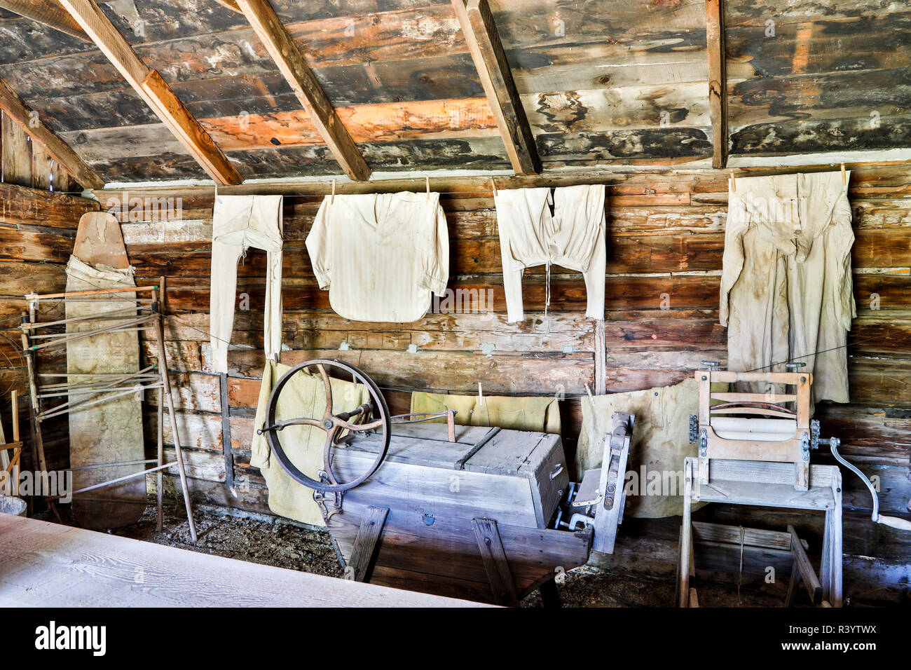 Usa, Montana, Nevada City. Living Museum, Civil War Laundry Stock Photo ...