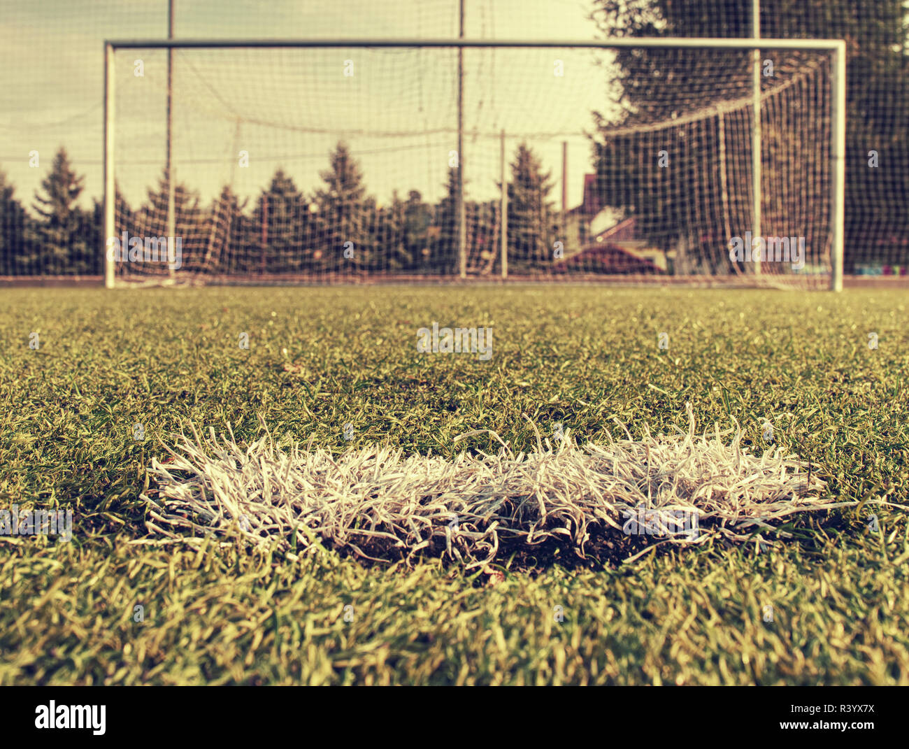 On football soccer field. Goal soccer field. Soccer football net ...